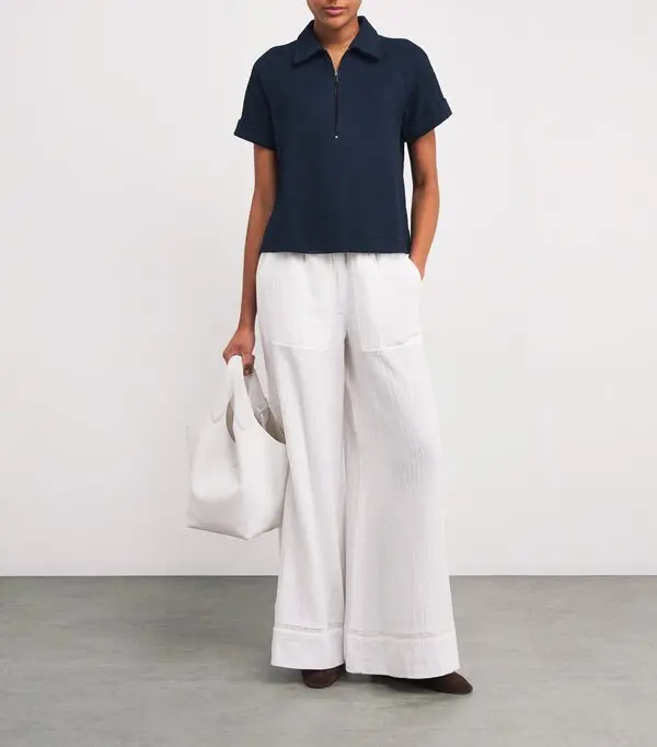 ME+EM Cotton-blend Zip-up Polo Shirt