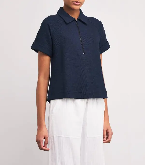 ME+EM Cotton-blend Zip-up Polo Shirt