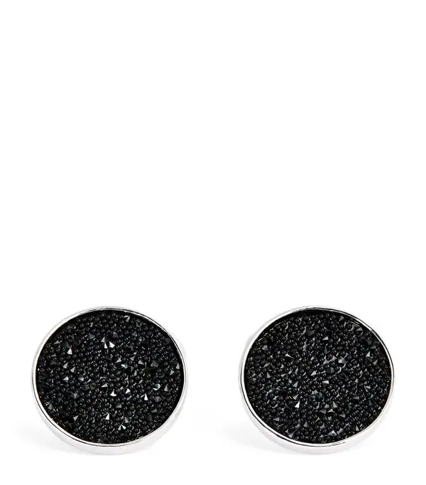 BABETTE WASSERMAN LONDON Rhodium-plated Moondust Round Cufflinks - Black