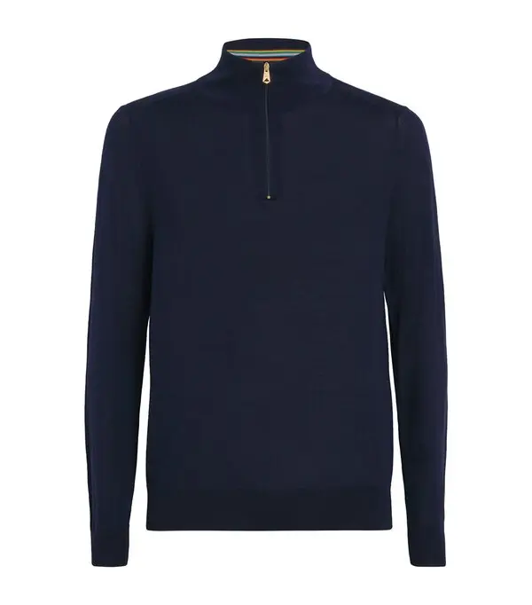 Paul Smith Merino Half-zip Sweater - Blue