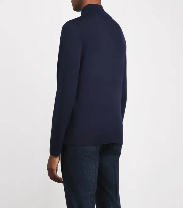 Paul Smith Merino Half-zip Sweater - Blue