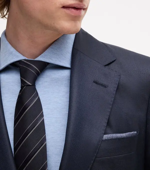 BOSS Silk Patterned Pocket Square - Green
