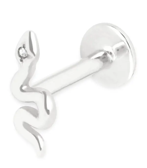 ASTRID & MIYU White Gold Snake Stud Earring - Silver