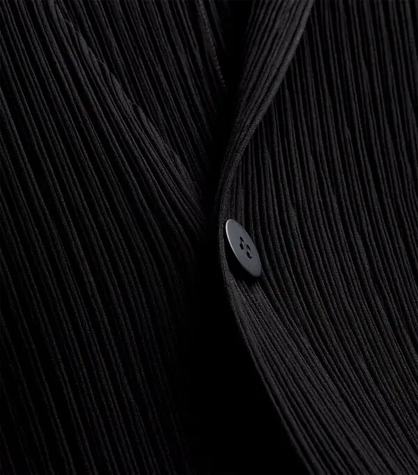 Issey Miyake Hatching Pleats Longline Coat