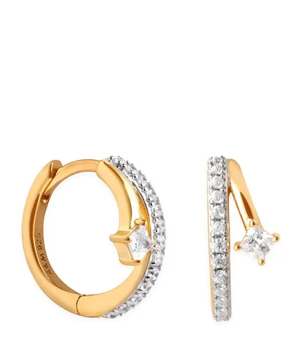 ASTRID & MIYU Plated Sterling Silver And Zirconia Huggie Earrings - Gold