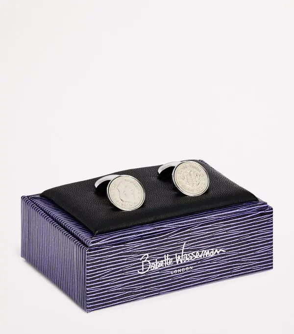 BABETTE WASSERMAN LONDON Rhodium-plated Coin Cufflinks
