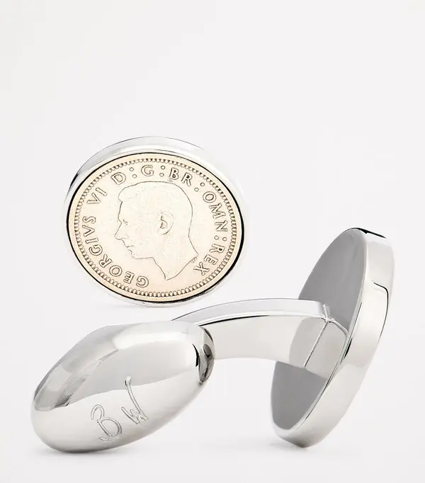 BABETTE WASSERMAN LONDON Rhodium-plated Coin Cufflinks