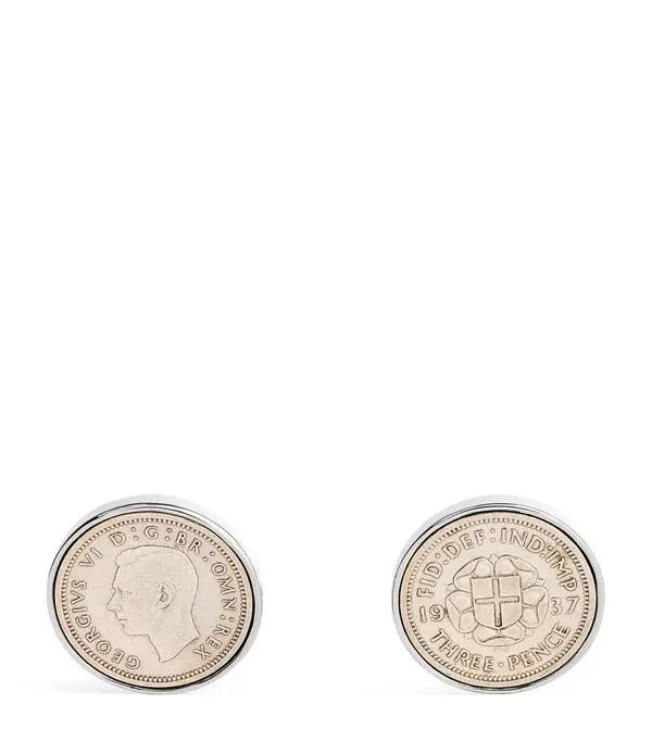 BABETTE WASSERMAN LONDON Rhodium-plated Coin Cufflinks - Silver
