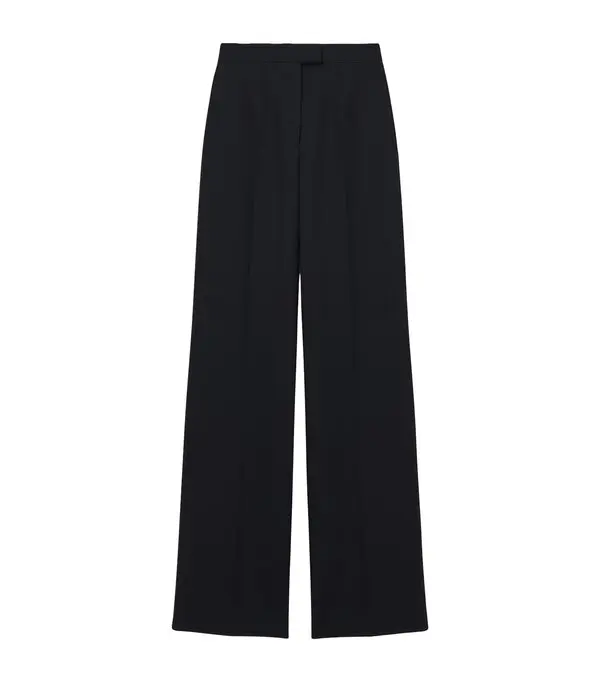 Alexander McQueen Wool Wide-leg Trousers - Black