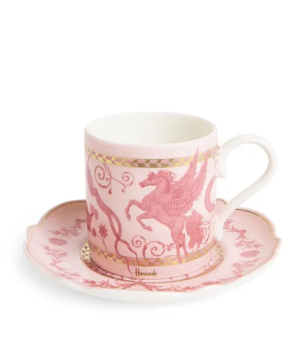 Harrods Bone China Menagerie Espresso Cup And Saucer - Pink