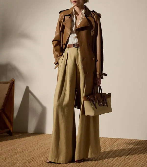 Ralph Lauren Lambskin Niles Trench Coat - Brown