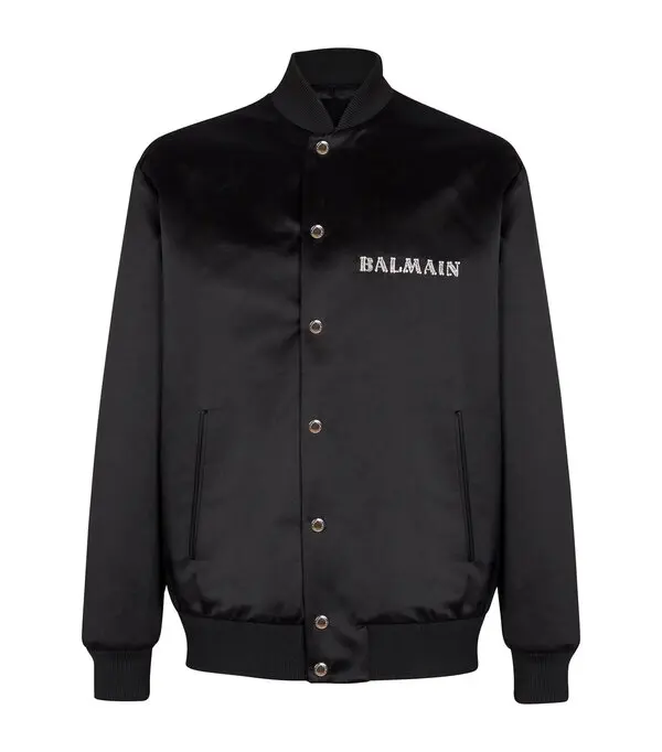 Balmain Satin Embellished Bomber Jacket