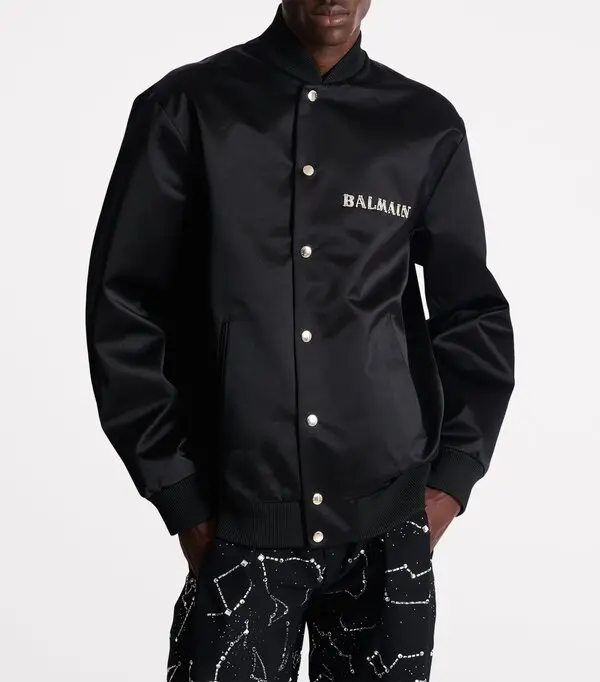 Balmain Satin Embellished Bomber Jacket