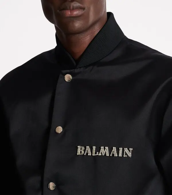 Balmain Satin Embellished Bomber Jacket