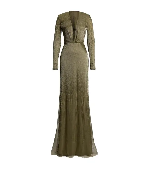 Ralph Lauren Beaded Stacy Maxi Dress - Green | Editorialist