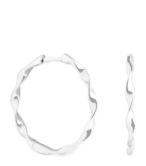 ASTRID & MIYU White Gold Twist Hoop Earrings - Silver