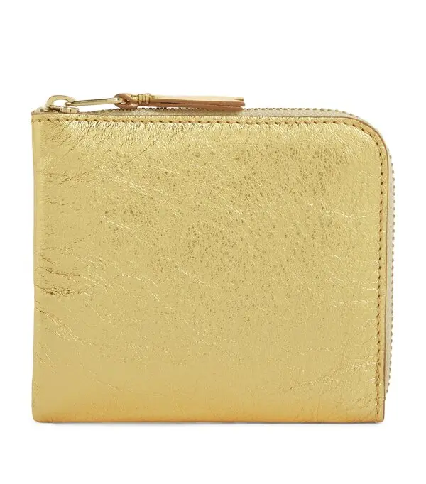 Comme Des Garçons Leather Zipped Card Holder - Gold