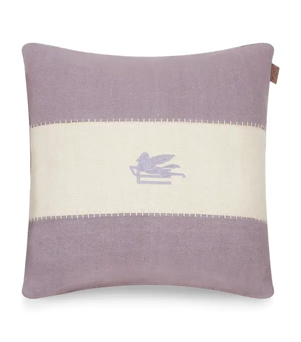 Etro Linen Pegaso Embroidered Cushion - Purple
