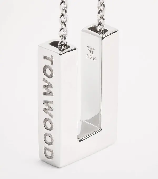 Tom Wood Rhodium-plated Sterling Square Pendant Necklace