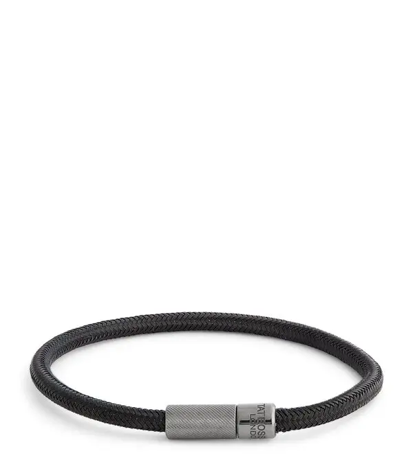 Tateossian Leather Single-wrap Braided Bracelet - Black