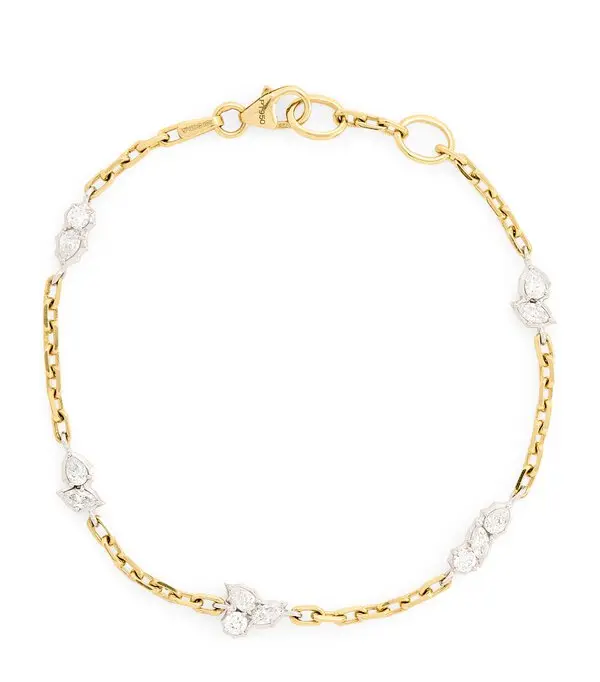 JADE TRAU Yellow Platinum, And Diamond Station Bracelet - Gold