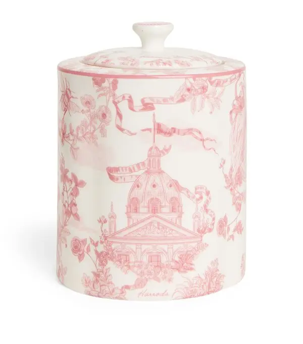 Harrods Bone China Toile Tea Caddy - Pink