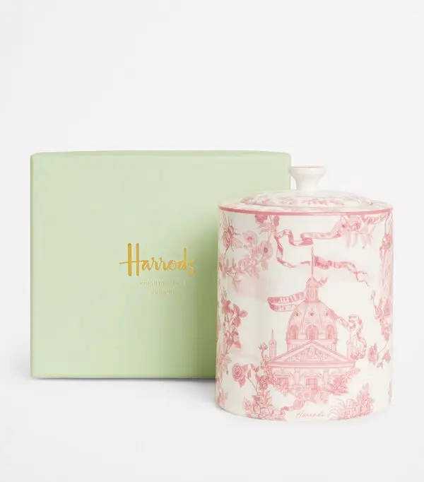Harrods Bone China Toile Tea Caddy - Pink