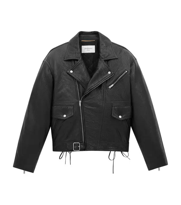Saint Laurent Lace-up Leather Biker Jacket