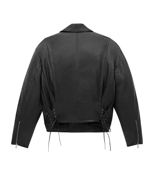 Saint Laurent Lace-up Leather Biker Jacket