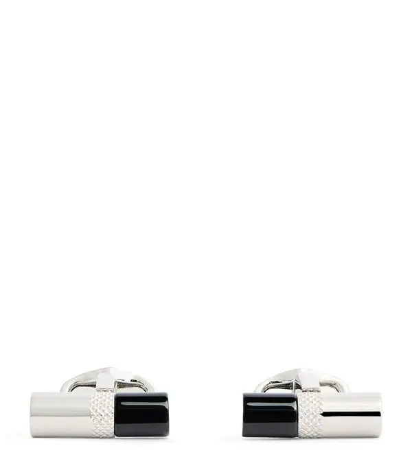 BABETTE WASSERMAN LONDON Rhodium-plated Stone Bar Cufflinks - Silver