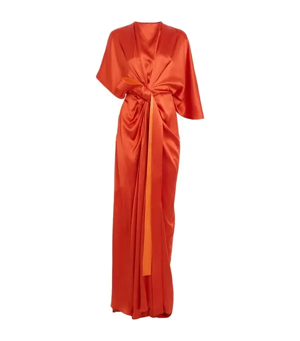roksanda orange dress Orange Smocked Waist Maxi Dress