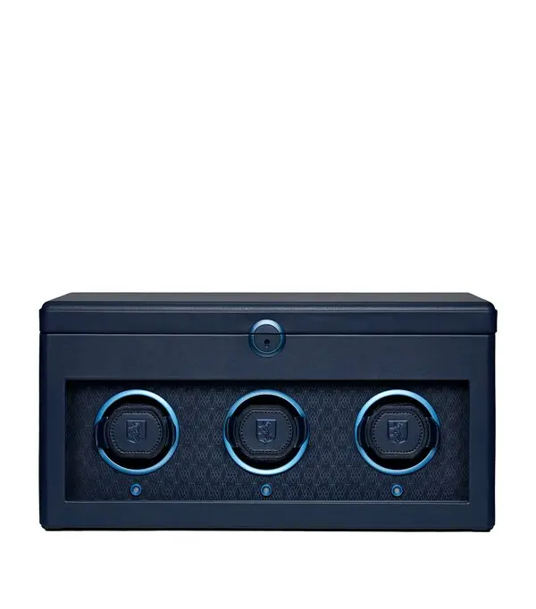 Wolf Earth Triple Watch Winder With Bluetooth App Control - Blue