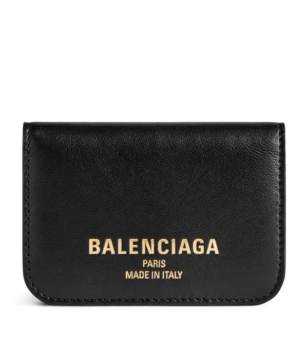Balenciaga Mini Leather Cash 2.0 Trifold Wallet - Black