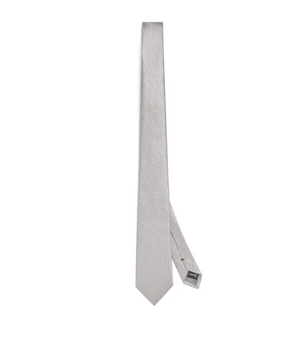 Emporio Armani Silk Jacquard Op-art Neck Tie - Grey