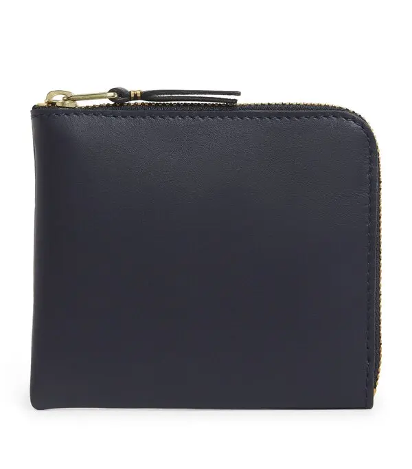 Comme Des Garçons Leather Zipped Pouch - Navy