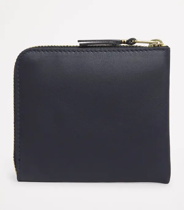 Comme Des Garçons Leather Zipped Pouch - Navy