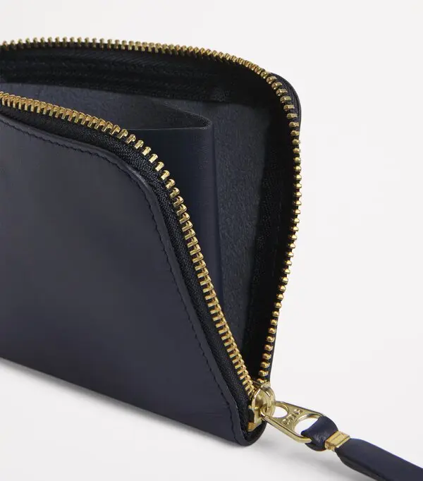 Comme Des Garçons Leather Zipped Pouch - Navy