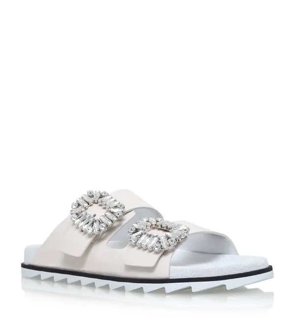 ROGER VIVIER Slidy Viv Buckle Slides - White