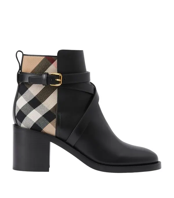 Burberry Check Ankle Boots 70 - Black