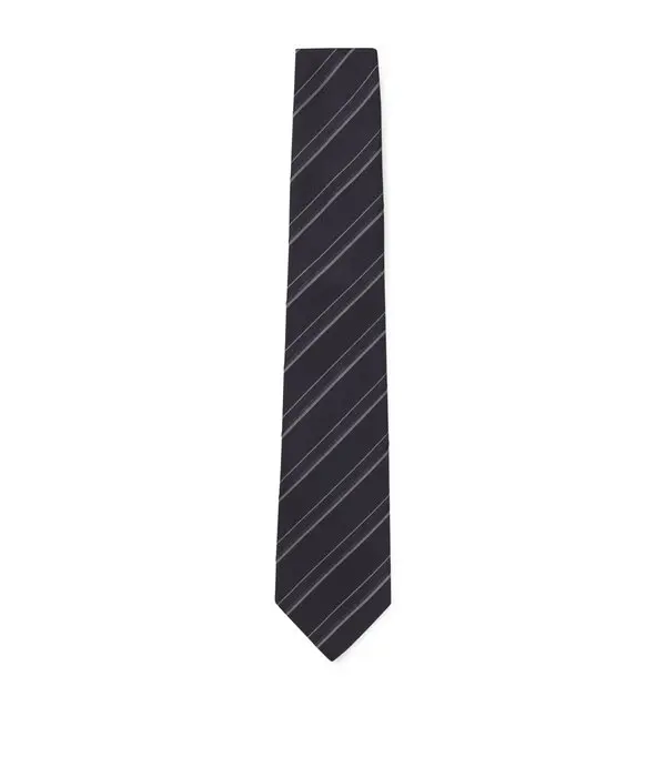 BOSS Silk-blend Striped Neck Tie - Blue