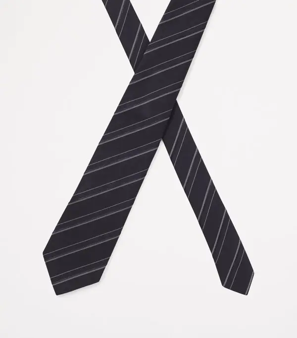 BOSS Silk-blend Striped Neck Tie - Blue
