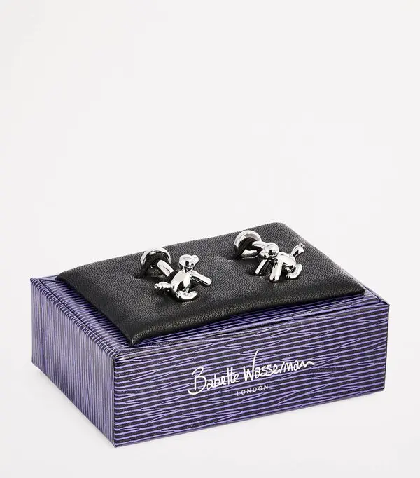 BABETTE WASSERMAN LONDON Rhodium-plated Balloon Monkey Cufflinks