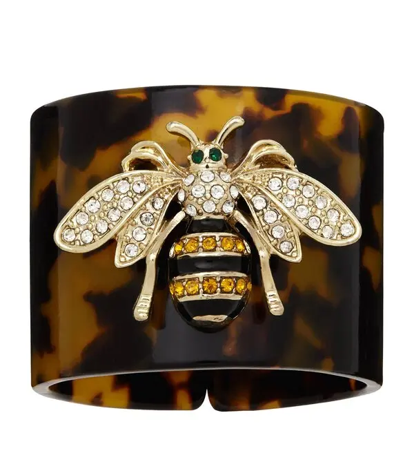 JOANNA BUCHANAN Set Of 4 Tortoiseshell Bee Napkin Rings - Brown