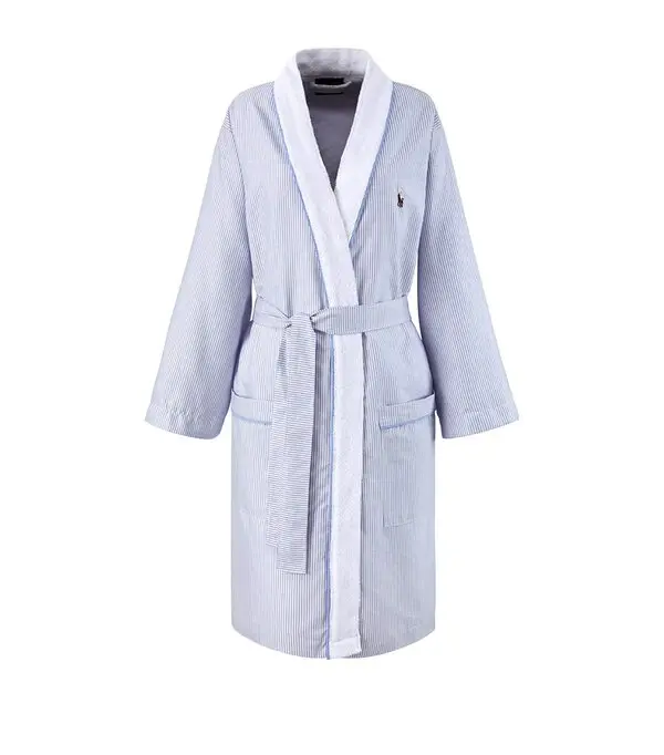 Ralph Lauren Cotton Stripe Polo Pony Robe - Blue