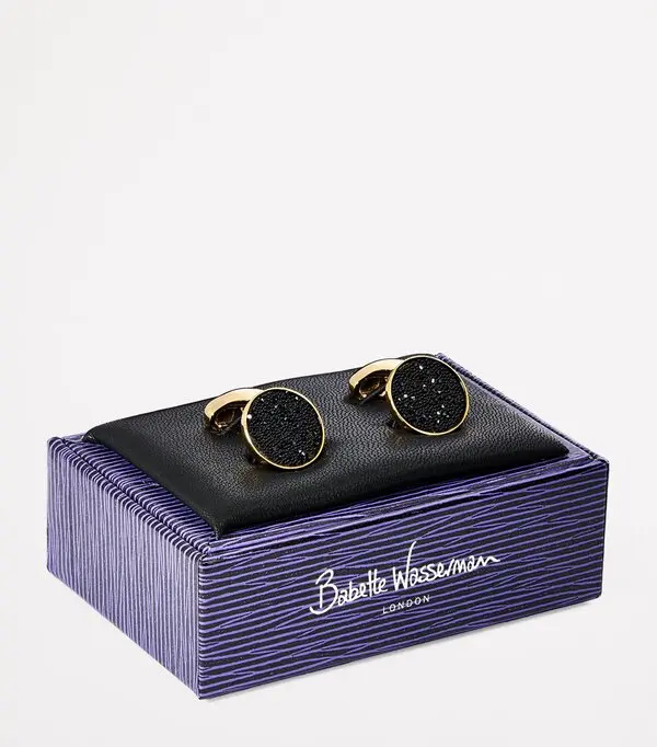 BABETTE WASSERMAN LONDON Gold-plated Moondust Round Cufflinks - Yellow