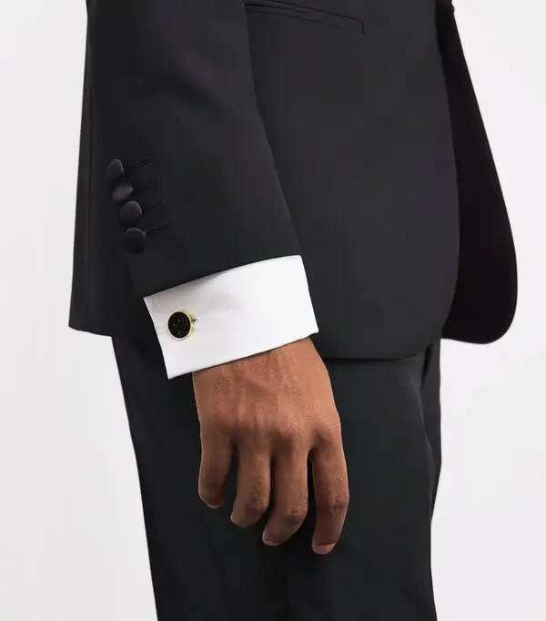 BABETTE WASSERMAN LONDON Gold-plated Moondust Round Cufflinks - Yellow
