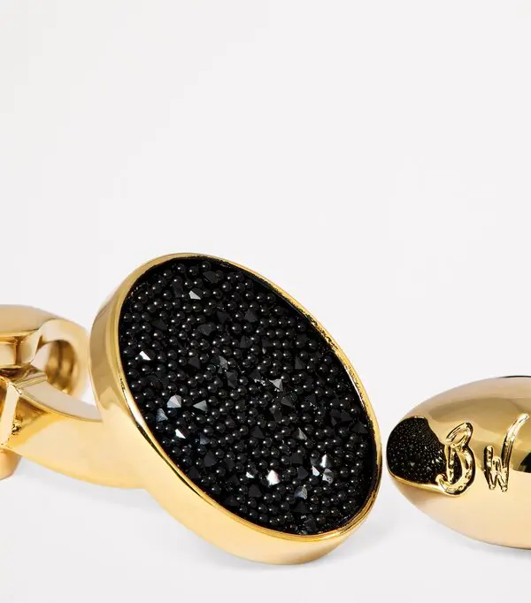 BABETTE WASSERMAN LONDON Gold-plated Moondust Round Cufflinks - Yellow