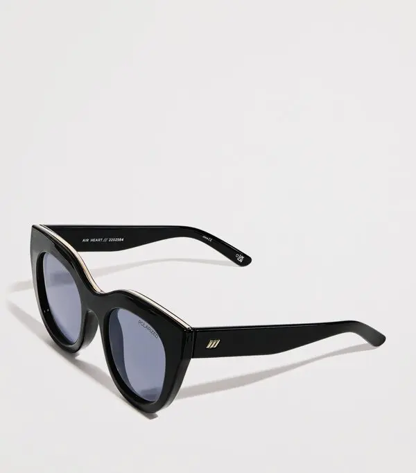 Le Specs Air Heart Cat Eye Sunglasses 51mm Black oversized Revolve Air Heart Black Gold Female Cat-Eye Sunglasses | Le Specs main image 2