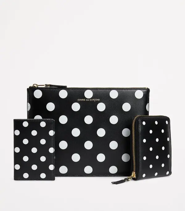 Comme Des Garçons Large Leather Polka-dot Zipped Pouch