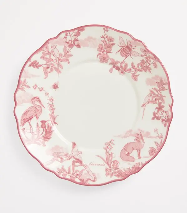 Harrods Bone China Toile Teacup And Saucer Set - Pink